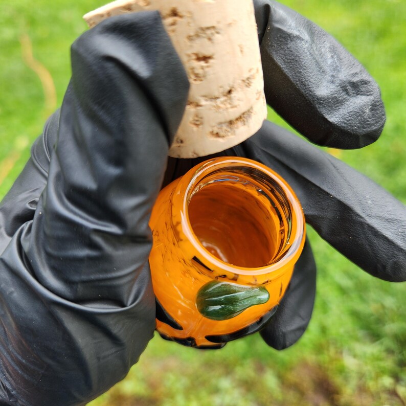 Pumpkin Glass Jar With Jack O’ Lantern Face – Orange Frit Hand Blown ...