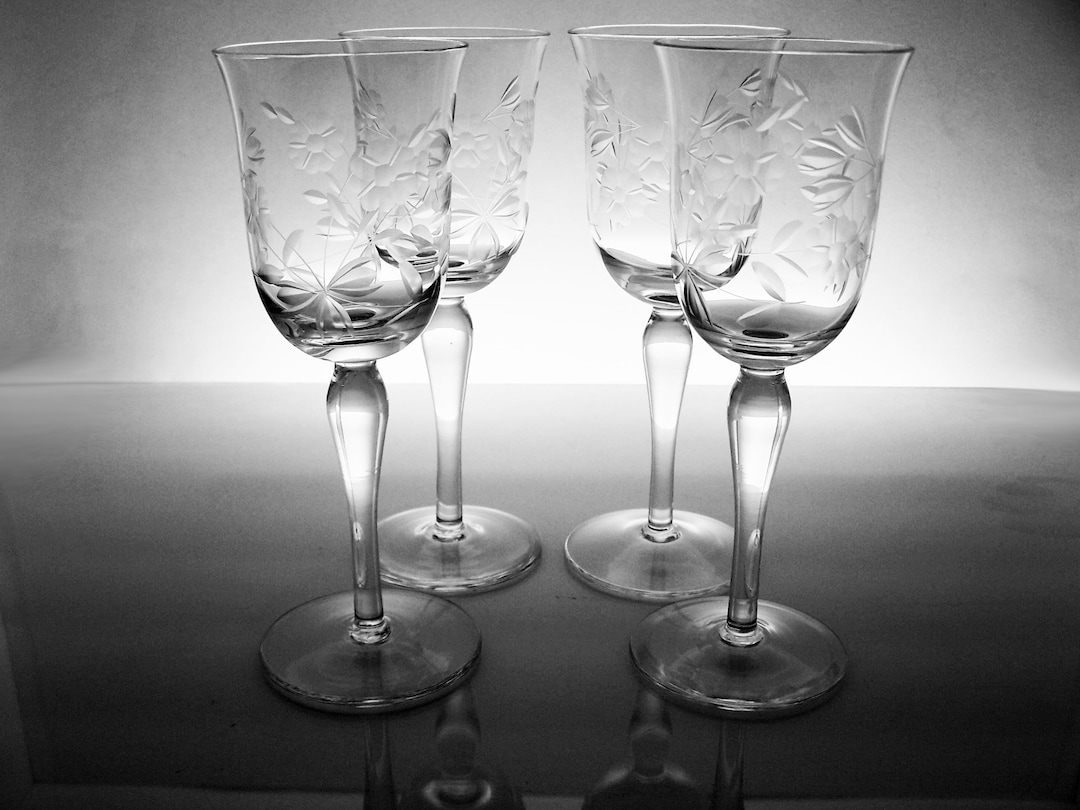 Set of 4 Colony sara-consara Water/wine Glasses Floral Mid Century ...