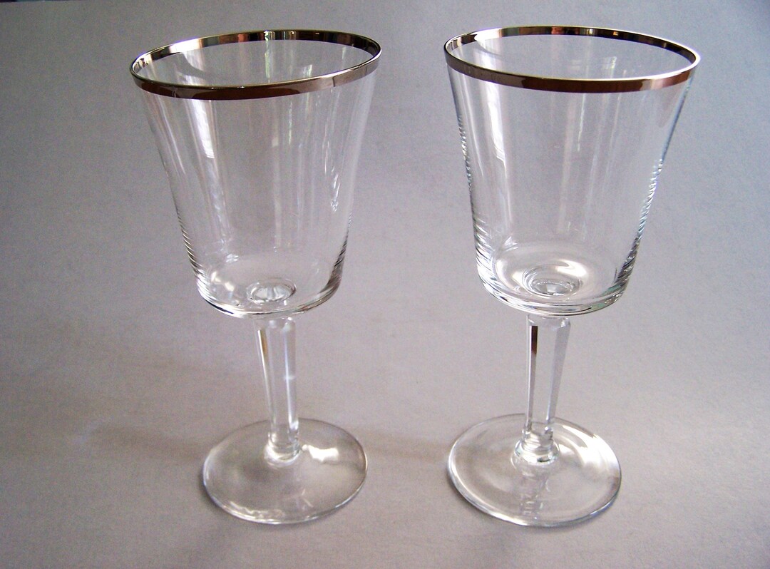 2 Lenox Platinum Rim Water Glasses - Solitaire Pattern - Classic Mid ...