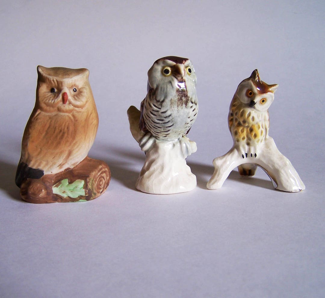 Miniature Goebel Owl Figurines - Two Goebel and One Unmarked Owl ...