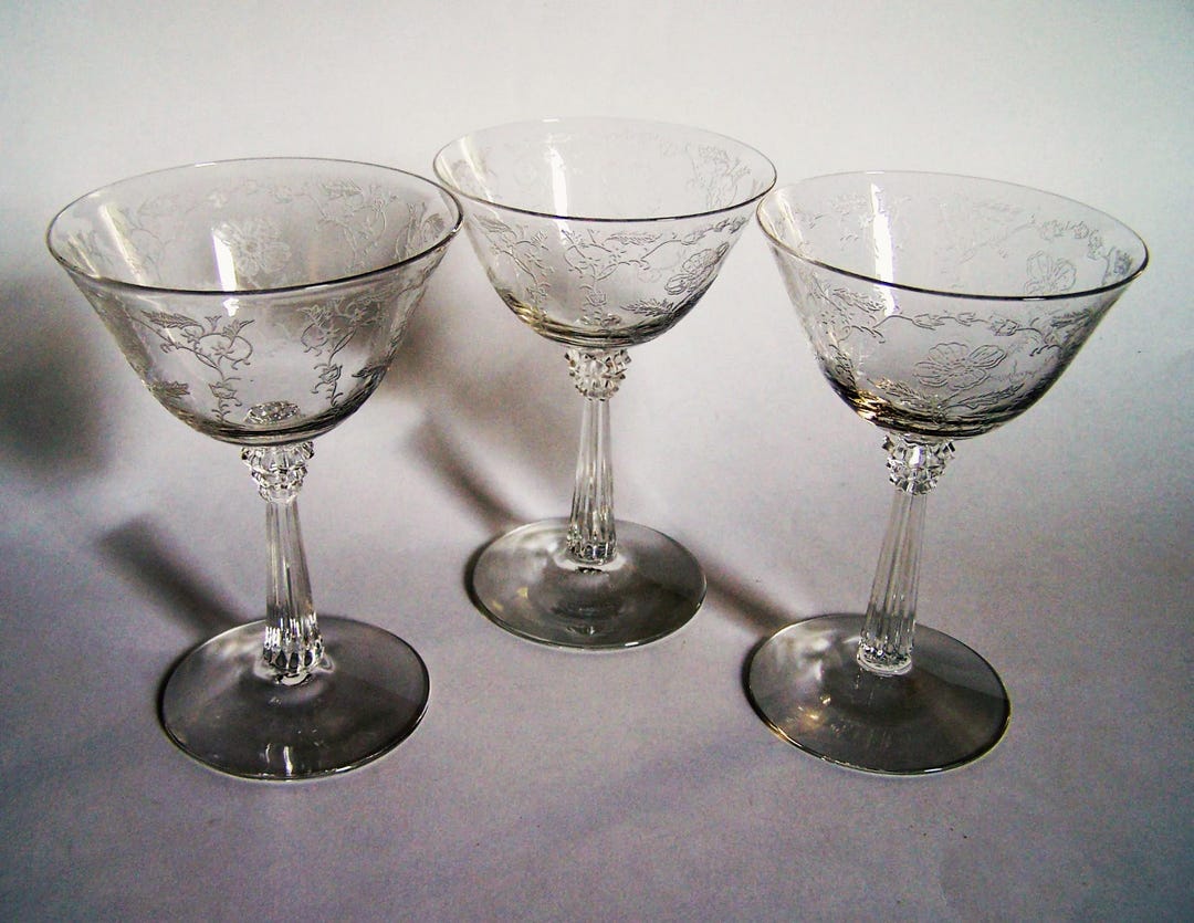 Elegant Etched Mid Century Barware Fostoria shirley Champagne Coupe ...