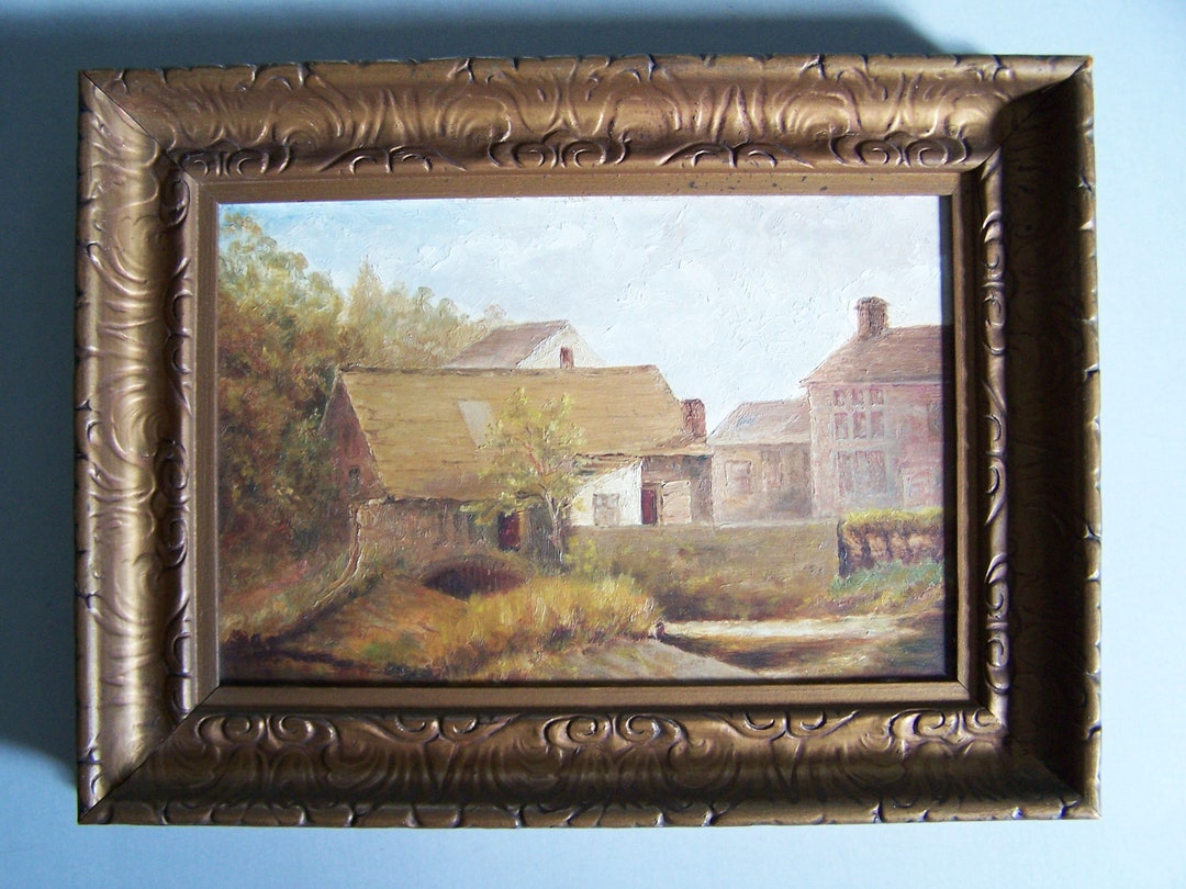 Vintage Landscape Painting - Old Village - Attributed to John ...