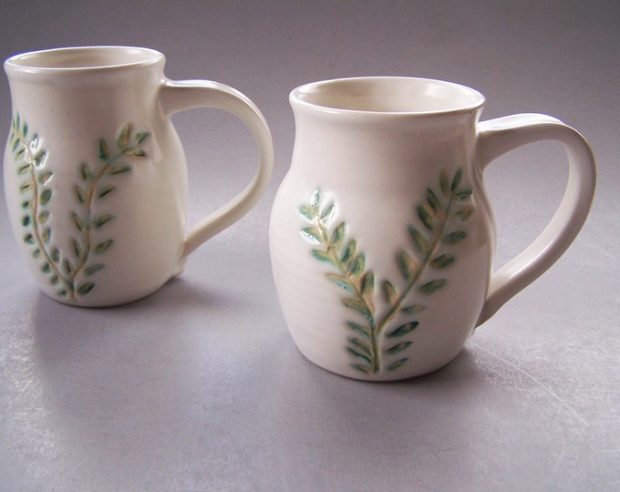 2 Handmade Pottery Mugs - Artist Made Studio Pottery Floral Coffee Mugs ...