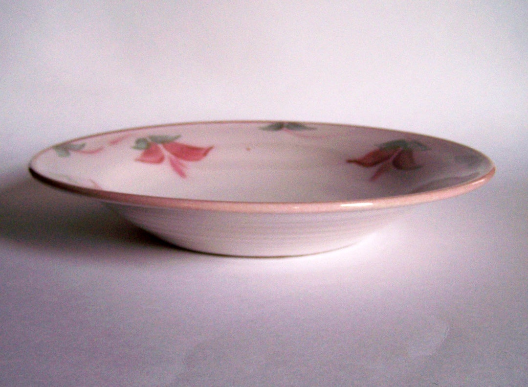 Jon Tury Michigan Studio Pottery Bowl Rose & Green Floral Decorated ...