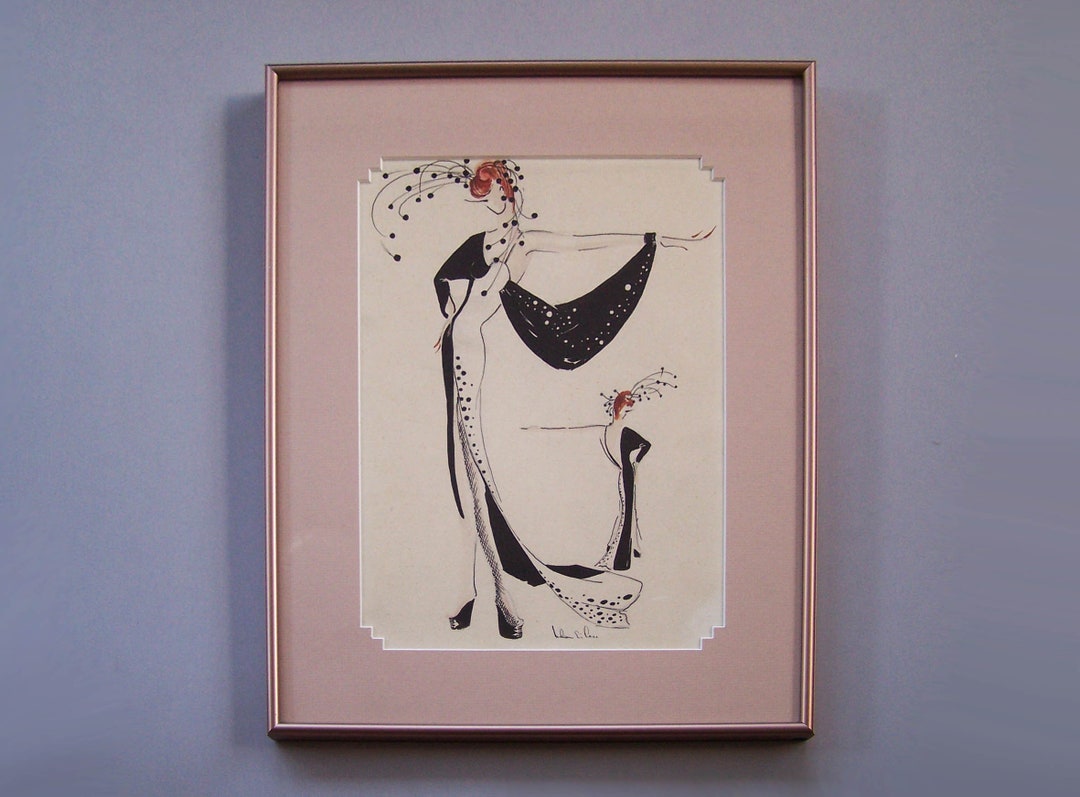Fashion Model, Diva Original Watercolor & Ink Painting Malcom Edgar ...