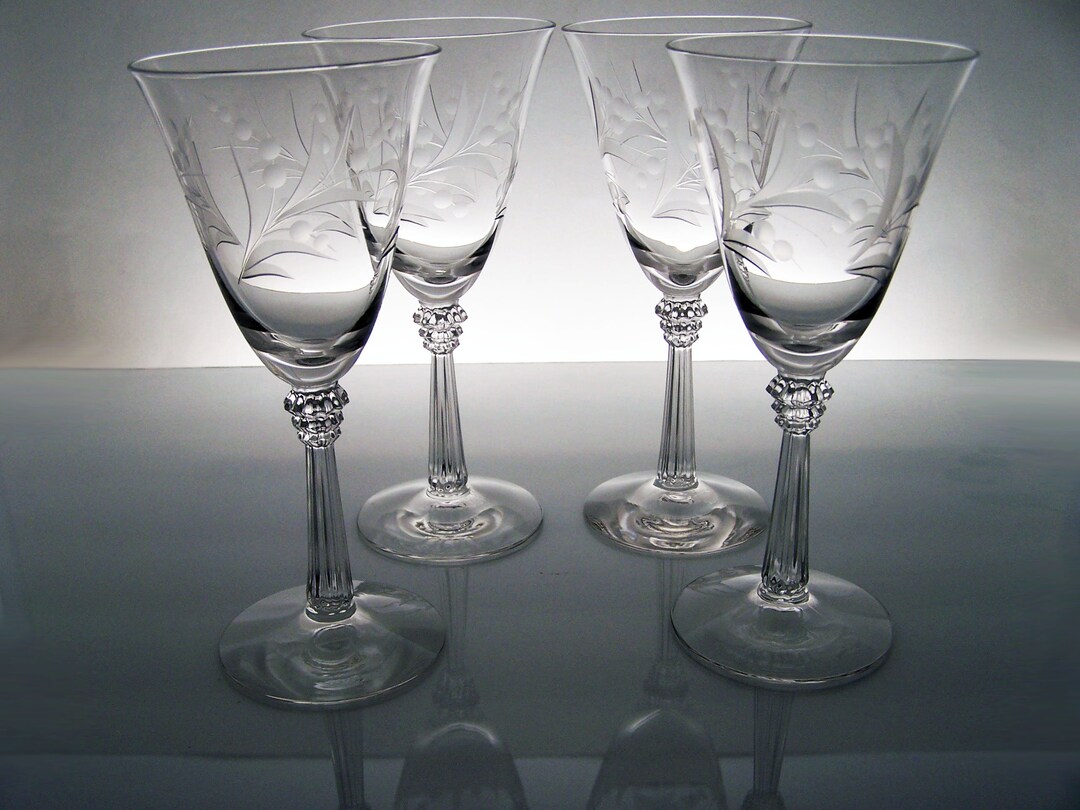 Fostoria Cynthia Water Glasses (set of 4): Elegant Mid Century Floral ...