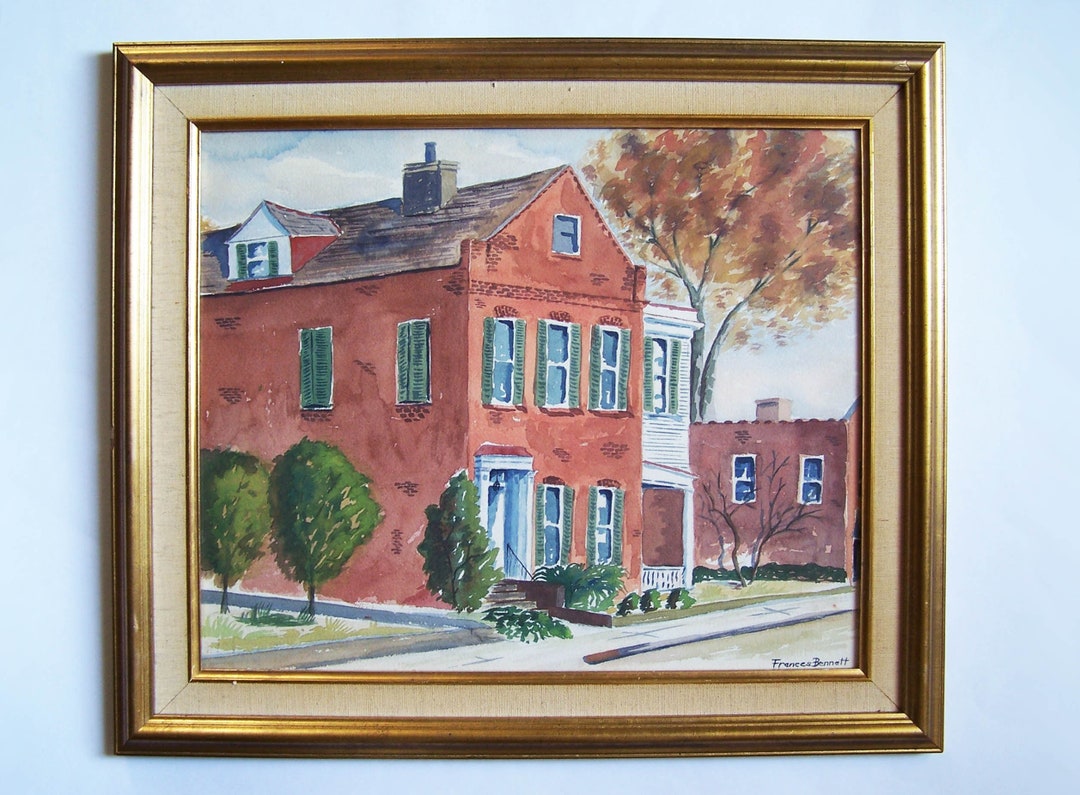 Original Watercolor Painting - Red Brick House - Signed Frances Bennett ...