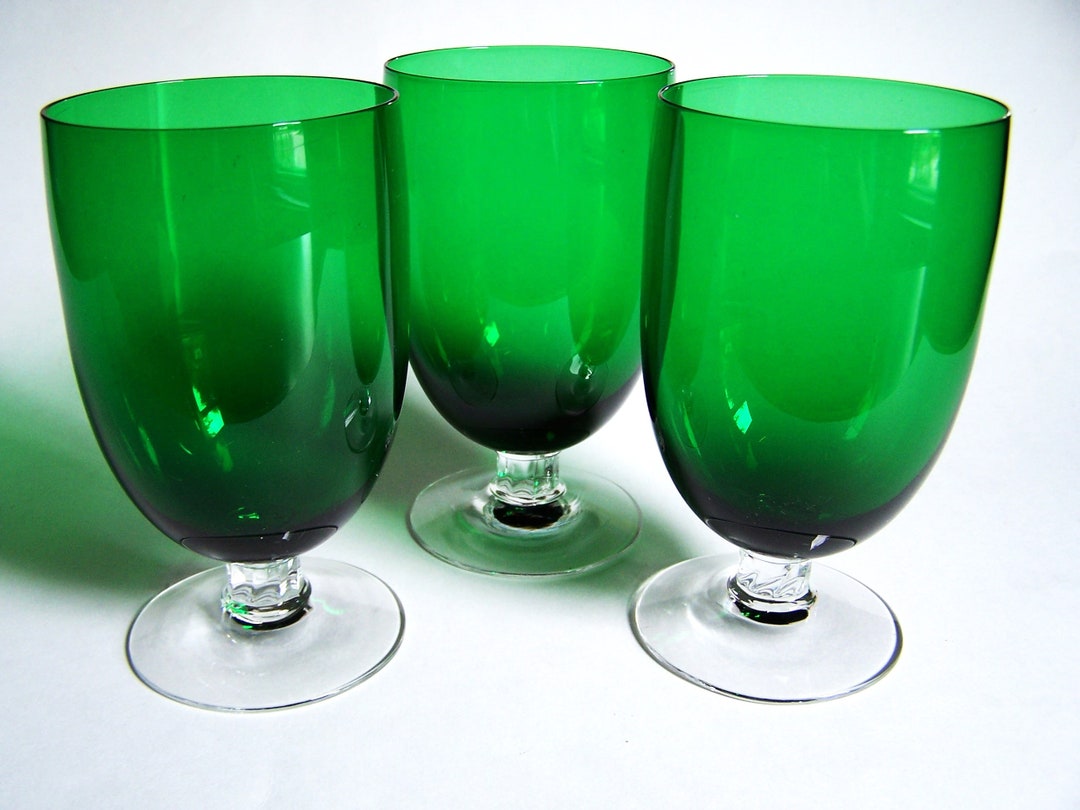 Fostoria Classic Green Iced Tea Glasses - Mid Century Emerald Stemware ...