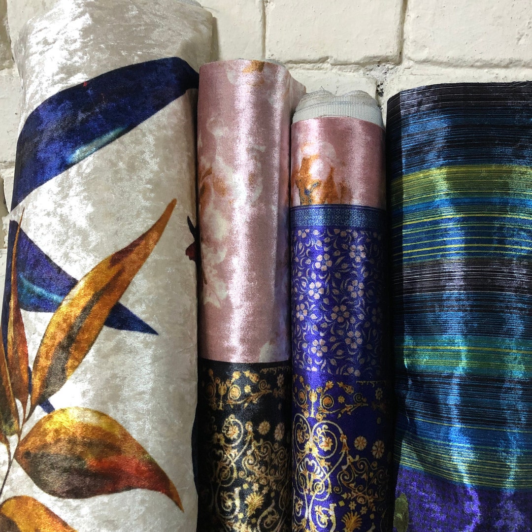 British Designed Patchwork Velvet Upholstery Fabric for Curtains ...