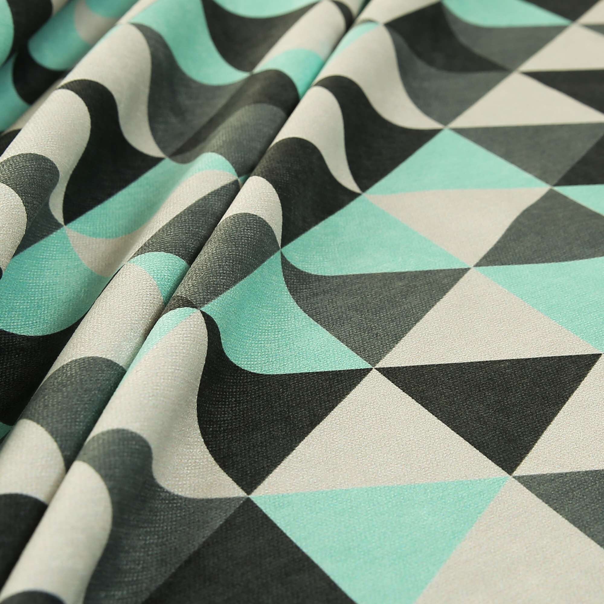 New Modern Geometric Triangle Pattern Teal Grey White Colour Soft ...