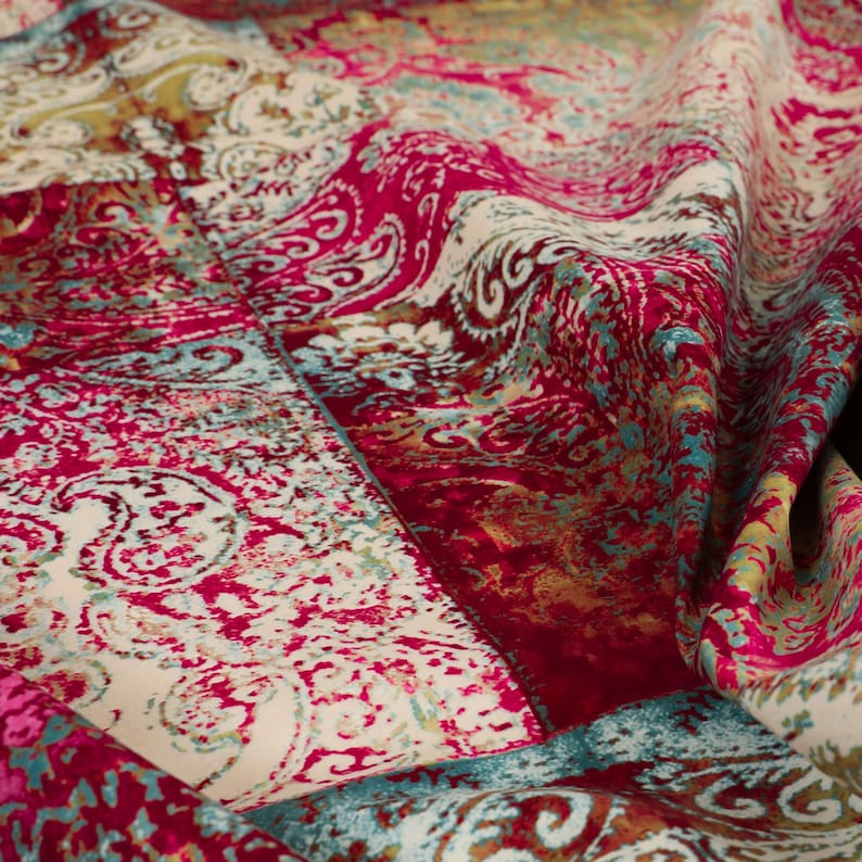 New Soft Printed Velvet Patchwork Damask Traditional Pattern - Etsy