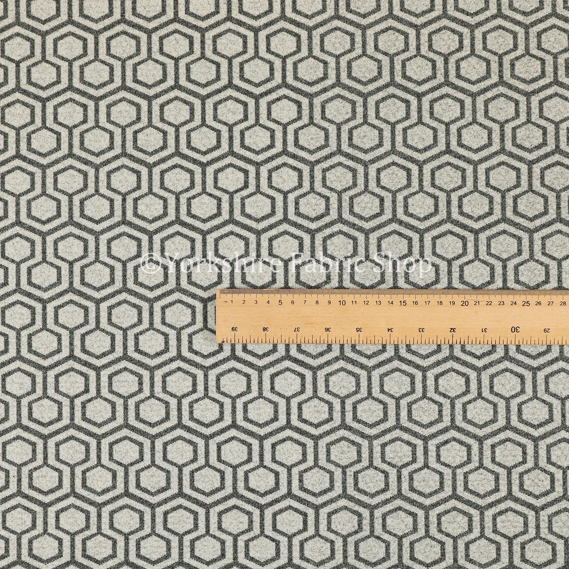 New Modern Geometric Hexagon Pattern Wool Textured Grey White - Etsy