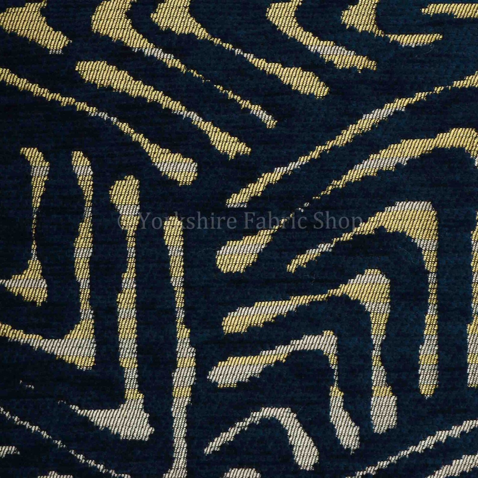 Quality Soft Woven Jacquard Upholstery Fabrics Navy Blue Gold - Etsy