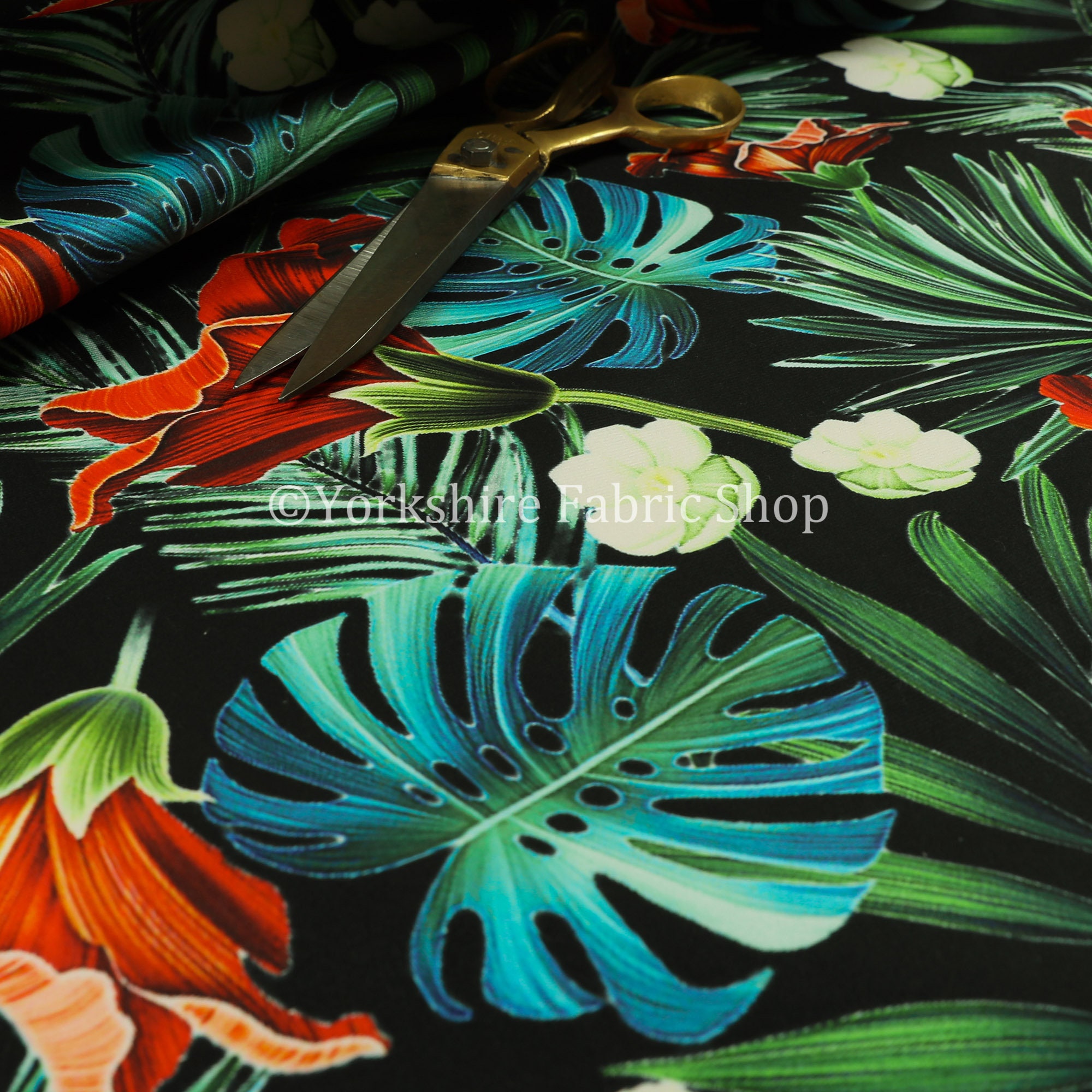 Full Black All Over Jungle Leaf Floral Pattern Velour Velvet | Etsy UK