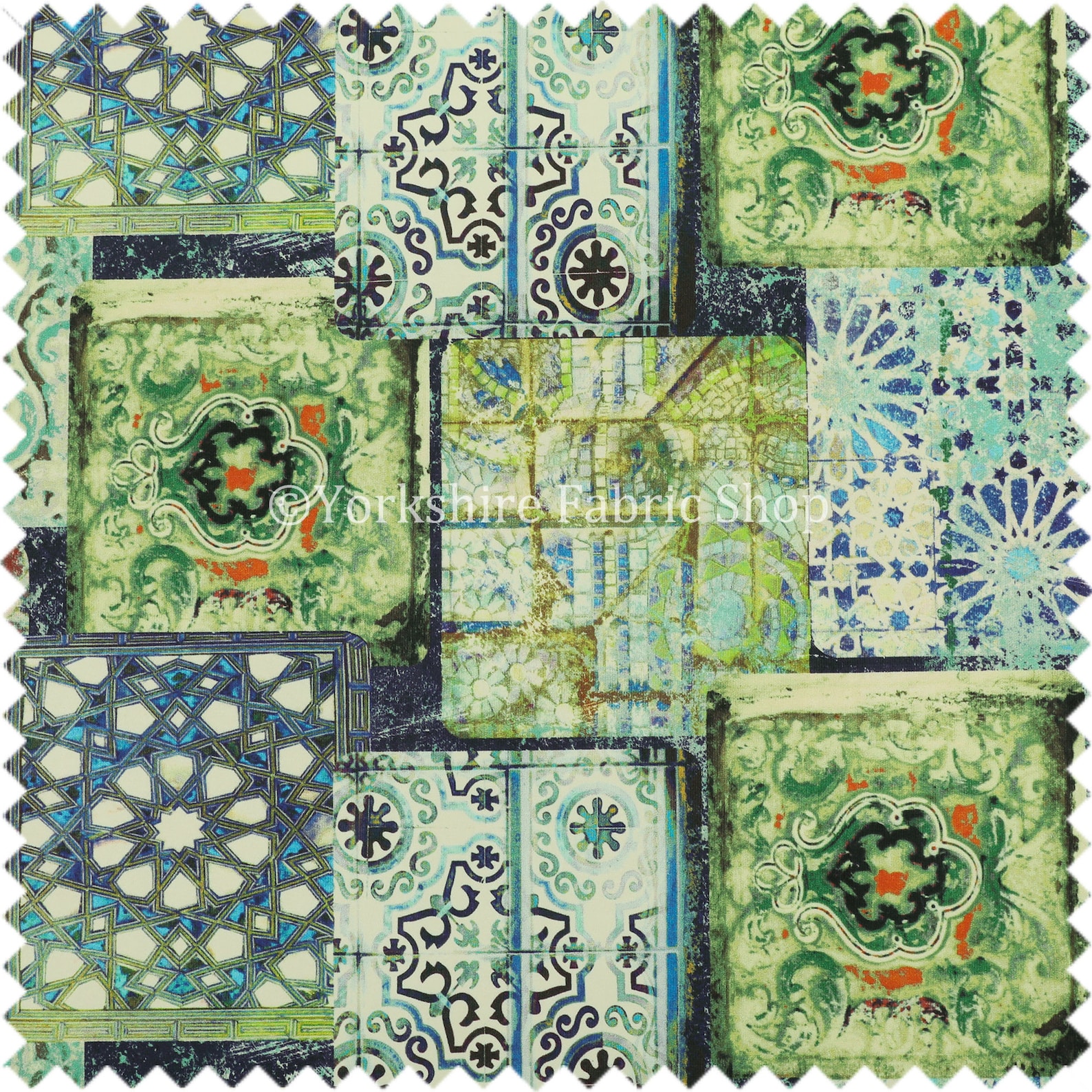 Modern Printed Velvet Blue Green Patchwork Pattern Upholstery - Etsy