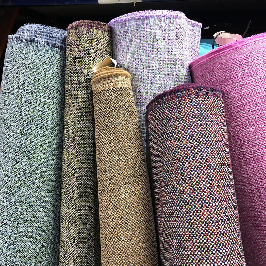 Multicolour Thick Basket Weave Upholstery Fabric for Sofas, Curtains ...