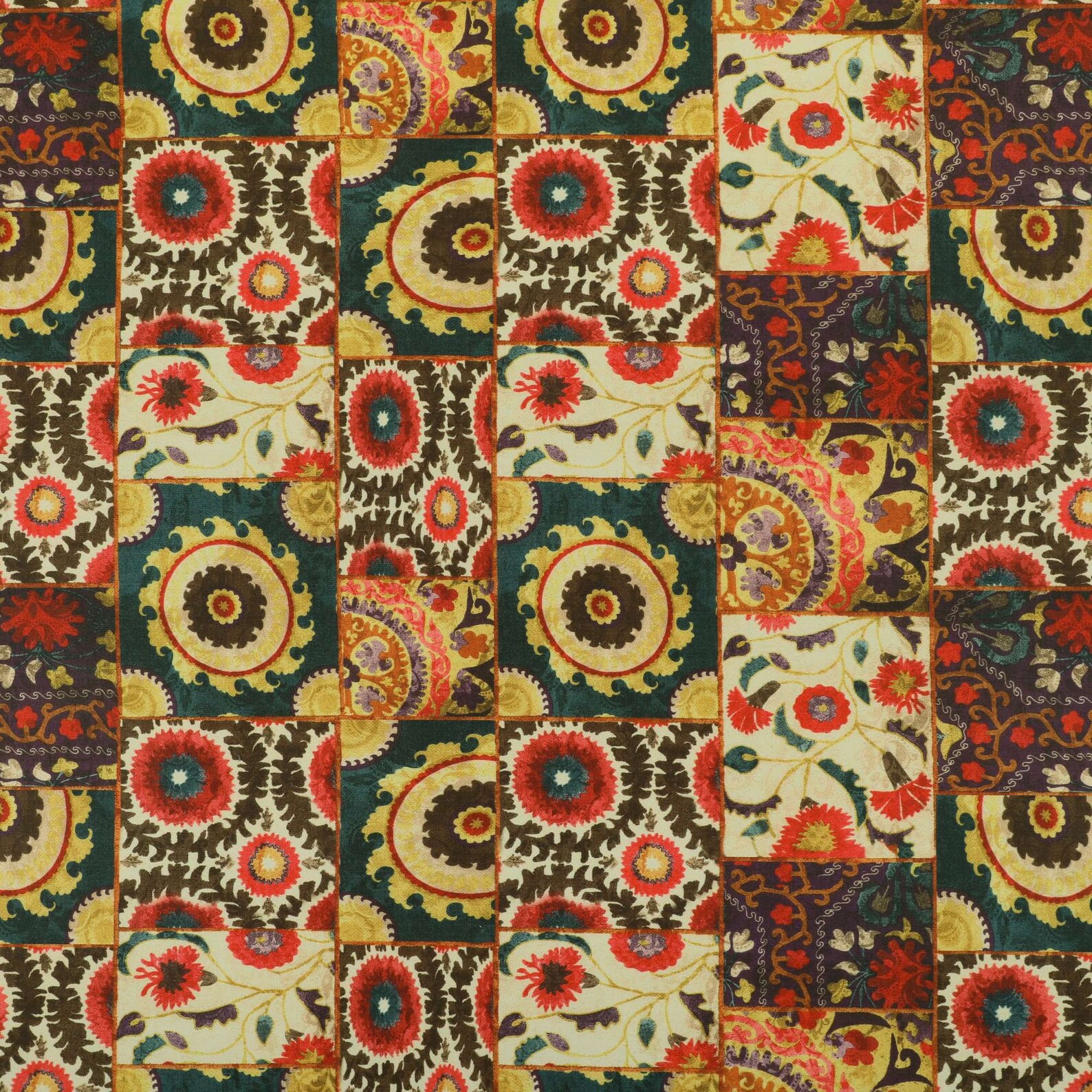 Multicoloured Patchwork Geometric Pattern Velvet Upholstery Fabric ...