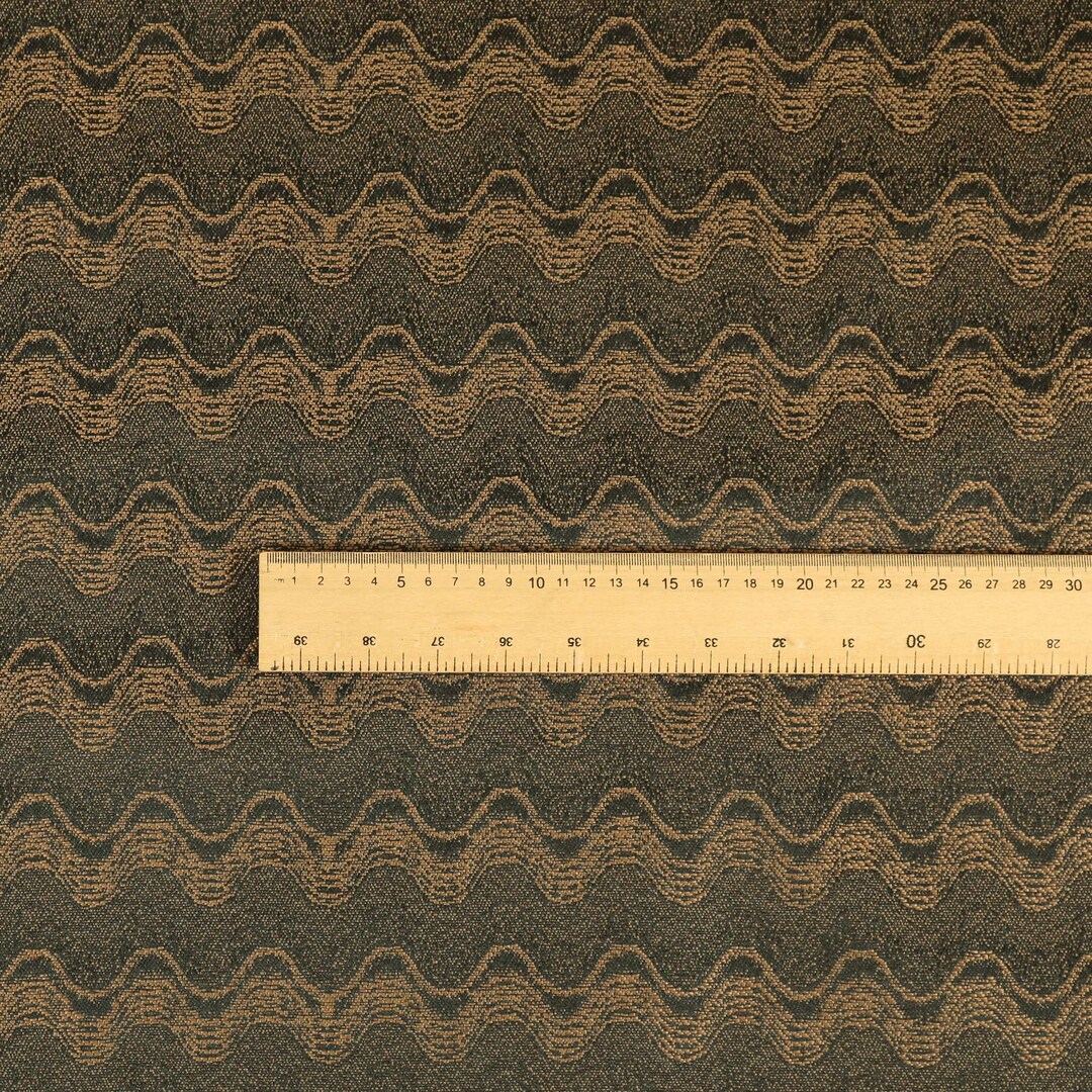Sound Wave Pattern Lightweight Chenille Brown Colour Upholstery Curtain ...