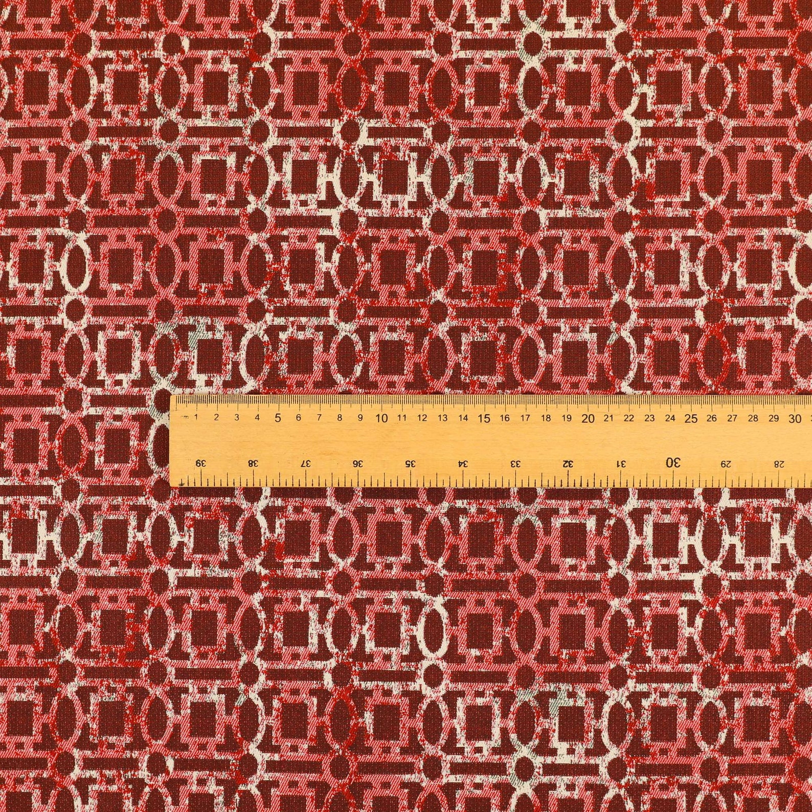 Modern Geometrical Pattern Small Scale New Red Colour Chenille ...