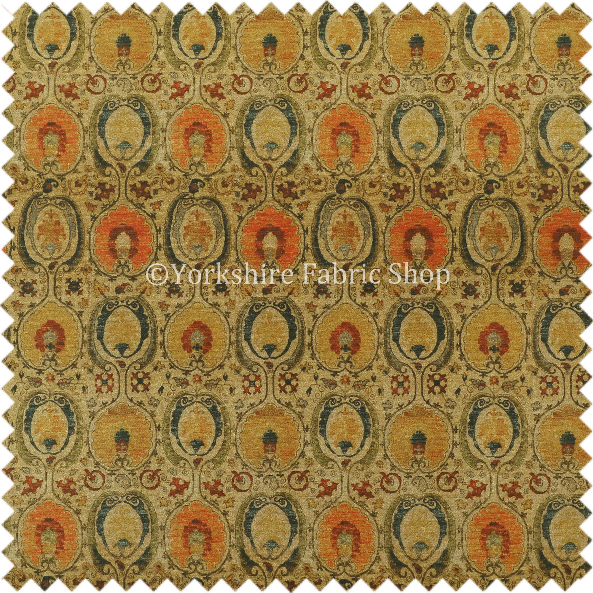 Traditional Oval Shaped Golden Pattern Velour Printed Velvet | Etsy