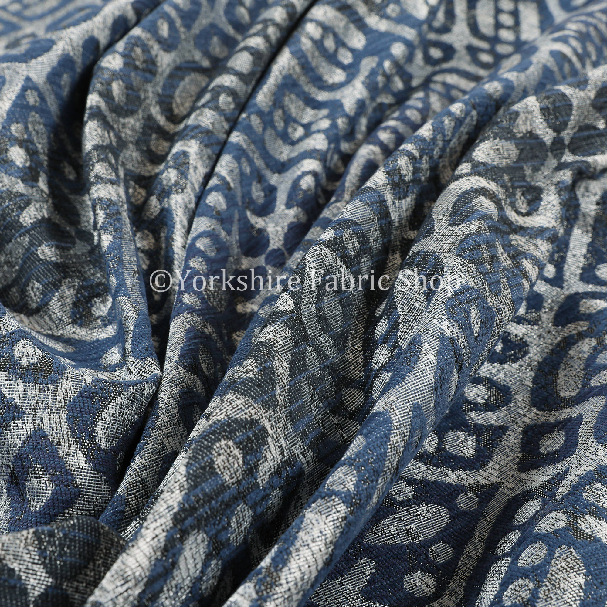 Geometric Medallion Pattern in A Metallic Blue Silver Colour - Etsy