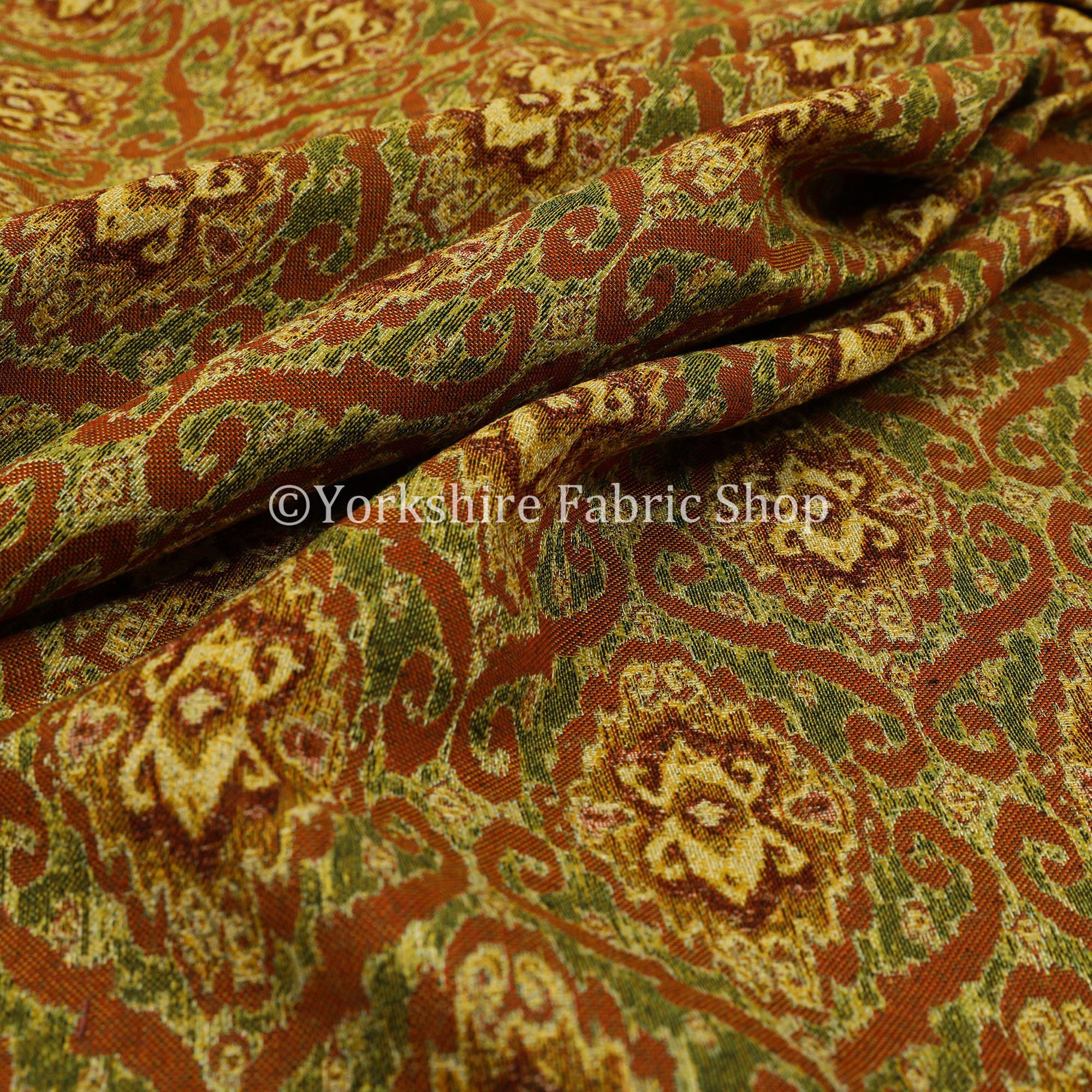 New Orange Green All Over Damask Pattern Chenille Jacquard | Etsy