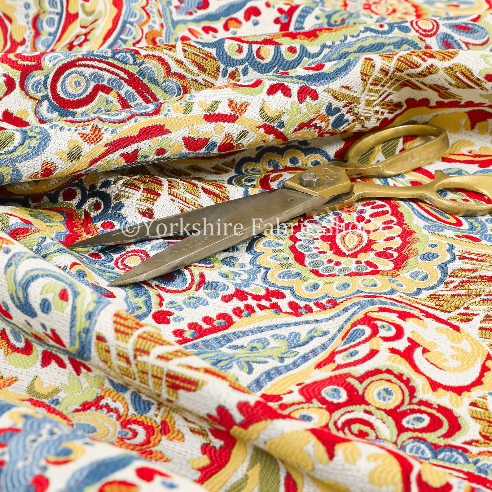 All Over Paisley Pattern Red Blue Yellow Chenille Upholstery - Etsy UK