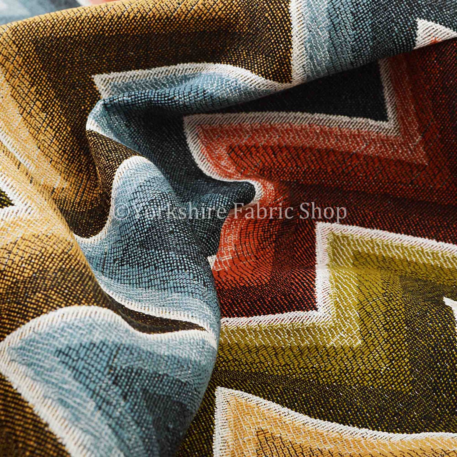 Quality Woven Chenille Upholstery Fabric Blue Rust Red Green | Etsy