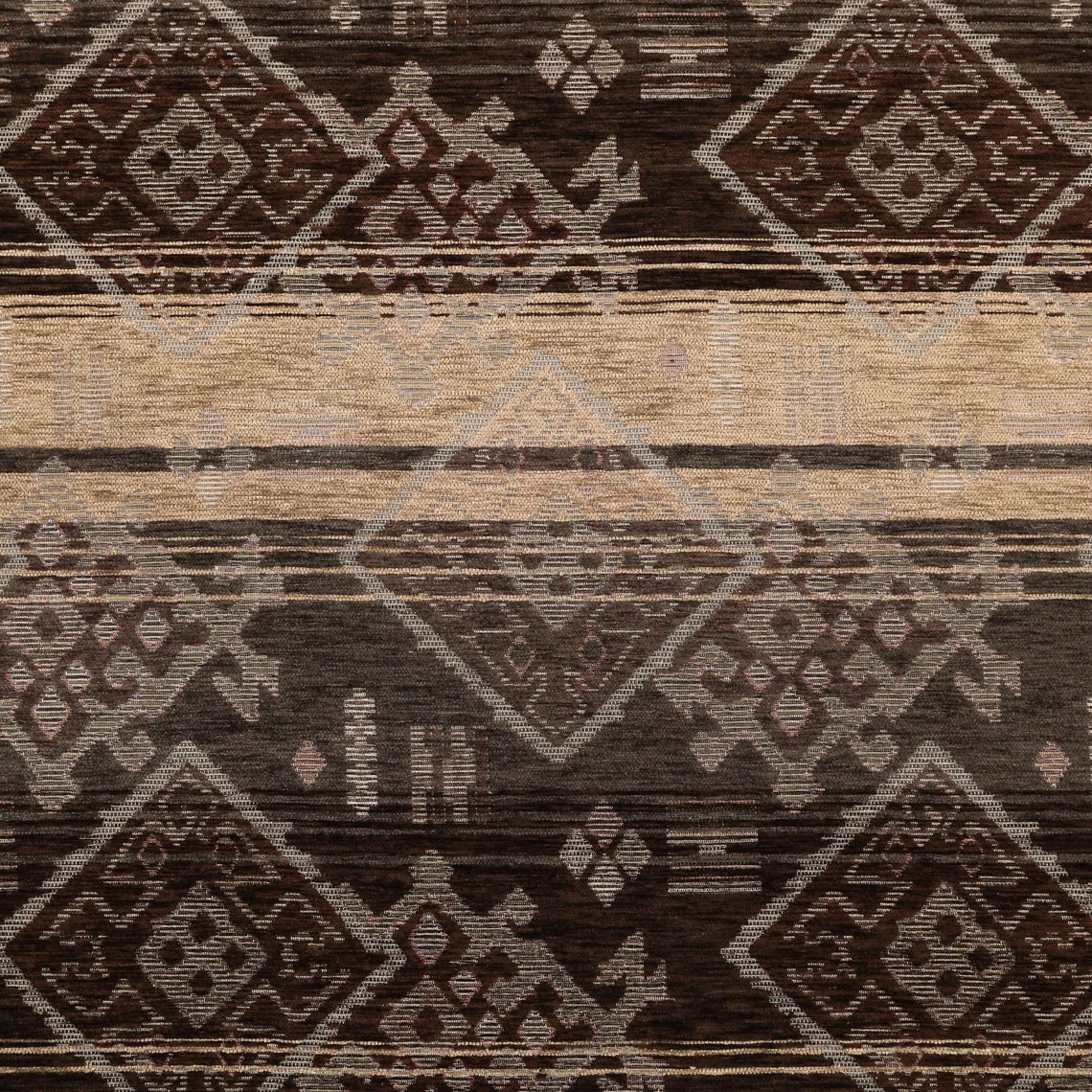 Heavyweight Kilim Aztec Pattern Brown Beige Chenille - Etsy