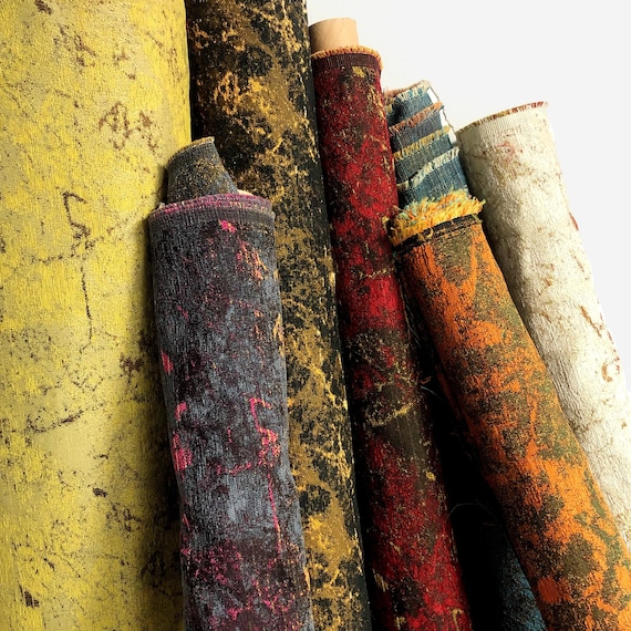 Distressed Metallic Jacquard Upholstery Fabric for Curtains - Etsy