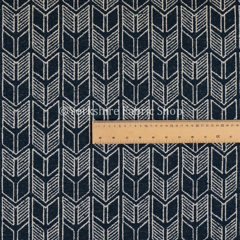 New Soft Quality Woven Modern Chevron Geometric Pattern Navy - Etsy