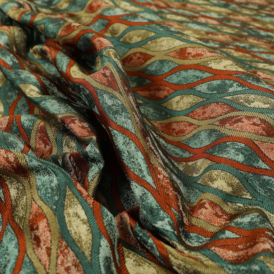 New Modern Two Tone Stripe Pattern Upholstery Curtains Orange Teal ...