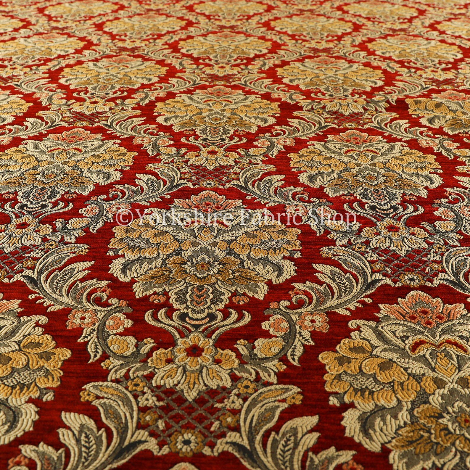 Rich Detail Damask Exotic Red Floral Pattern Upholstery | Etsy