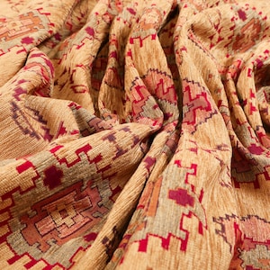 Heavyweight Traditional Kilim Aztec Beige Pattern Upholstery Furnishing ...