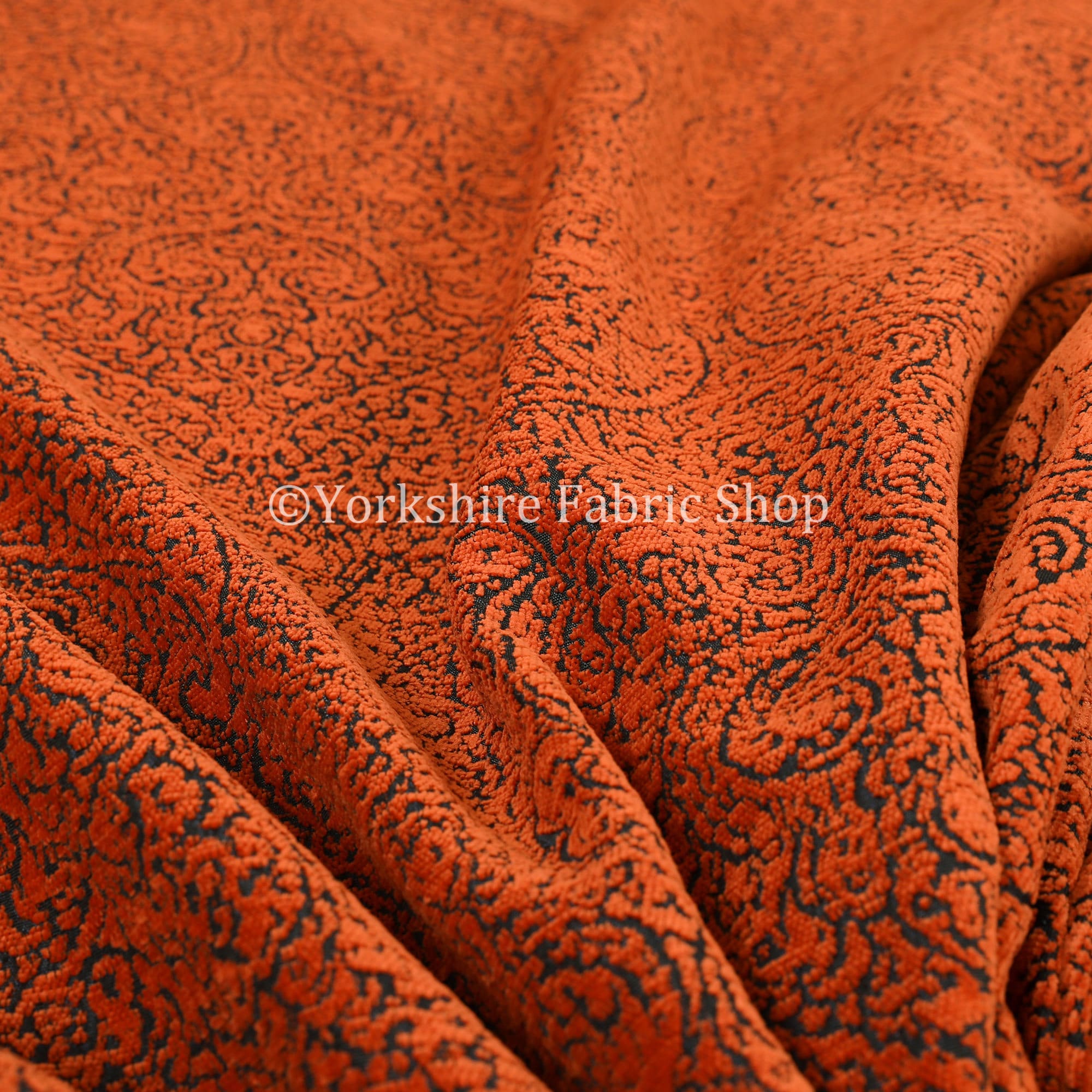 All Over Detailed Damask Heavyweight Soft Chenille In Orange | Etsy