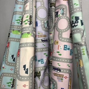 Children's Road Map Upholstery Fabric for Curtains, Roman Blinds ...