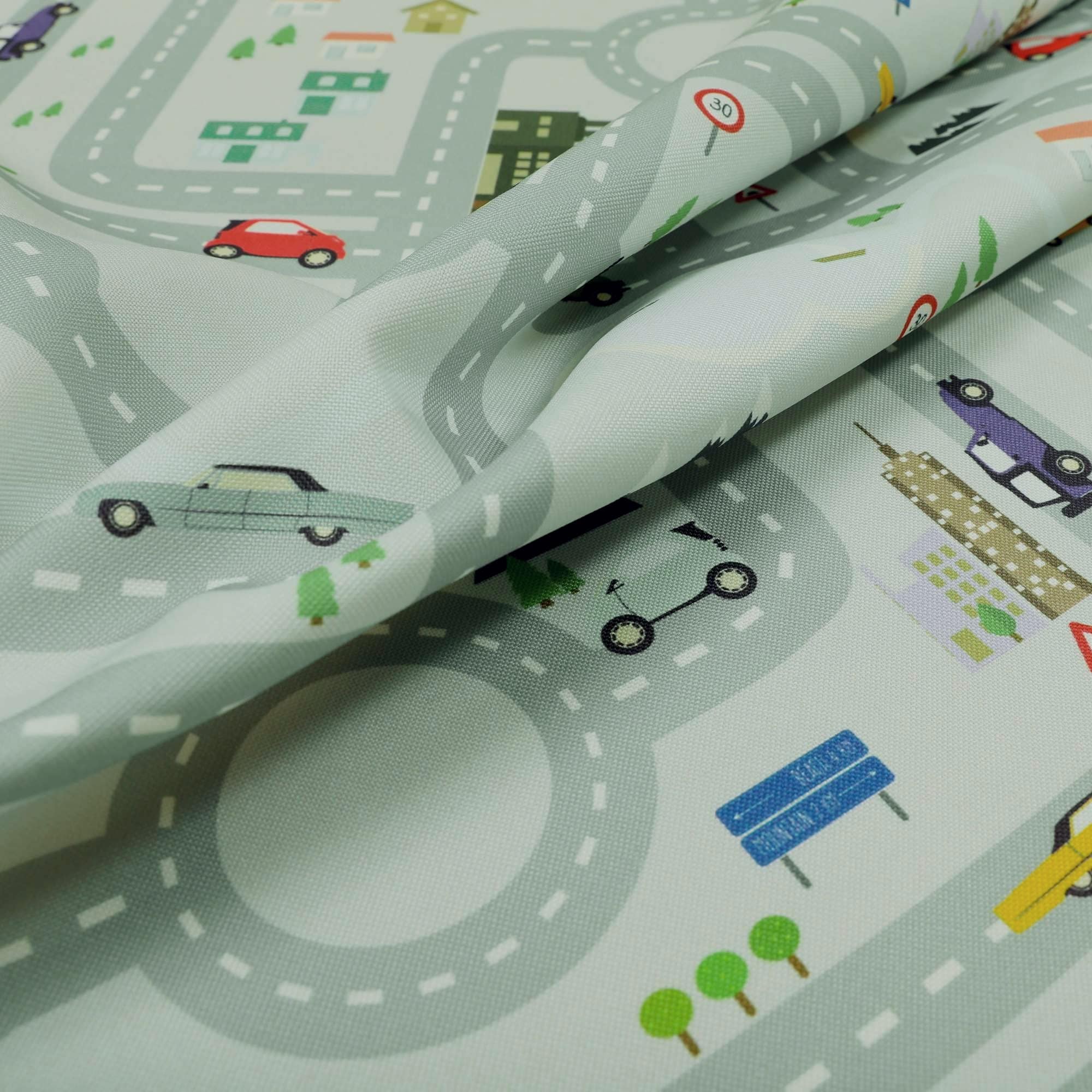 Children's Road Map Upholstery Fabric for Curtains, Roman Blinds ...