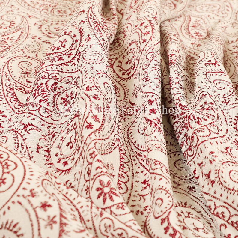 Lightweight Detailed Paisley Pattern Red Chenille Upholstery | Etsy
