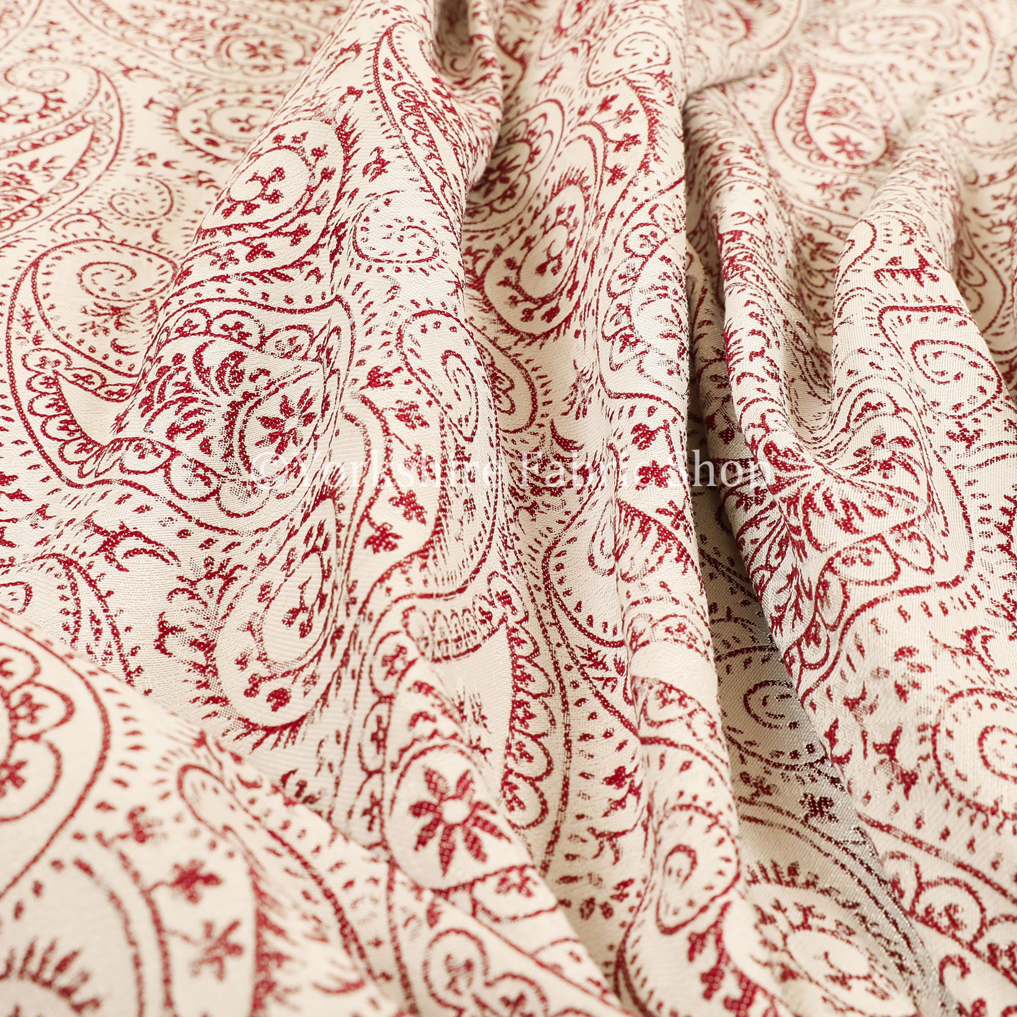 Lightweight Detailed Paisley Pattern Red Chenille Upholstery | Etsy