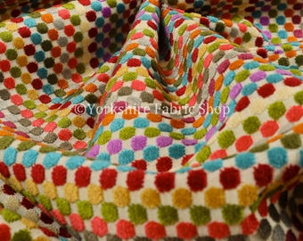 Soft Woven Jacquard Velvet Fabric Bright Coloured Geometric | Etsy