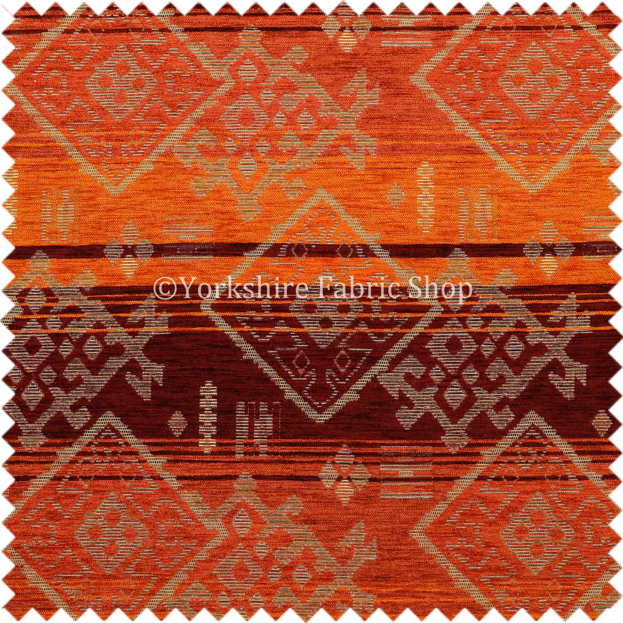 Heavyweight Kilim Aztec Pattern Orange Red Chenille Upholstery | Etsy