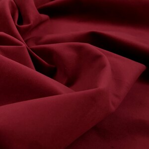 Plain Matt Soft Deep Red Velvet Fabric Moleskin Textured Upholstery ...