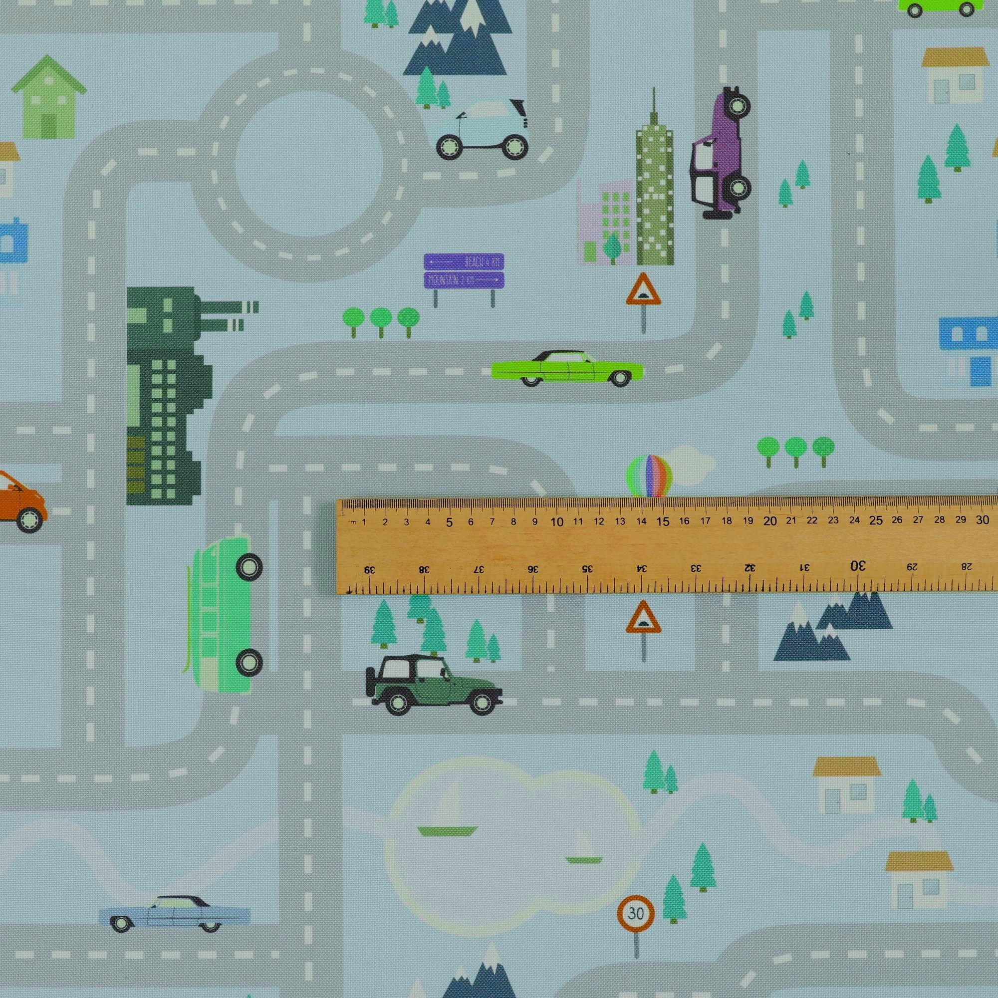 Children's Road Map Upholstery Fabric for Curtains, Roman Blinds ...