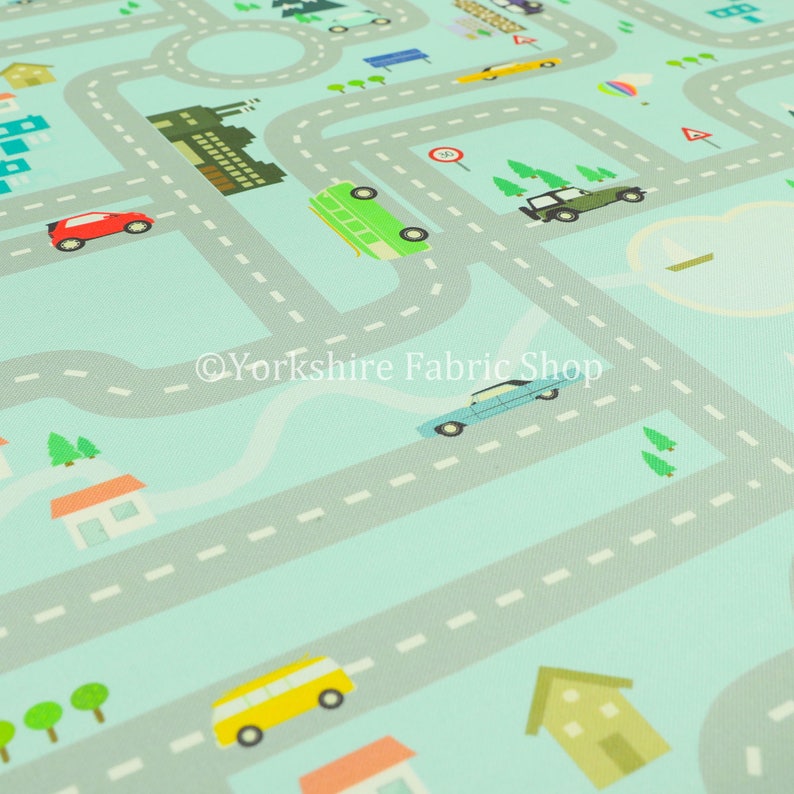 Childrens Car Map Theme Pattern Printed Canvas Upholstery | Etsy