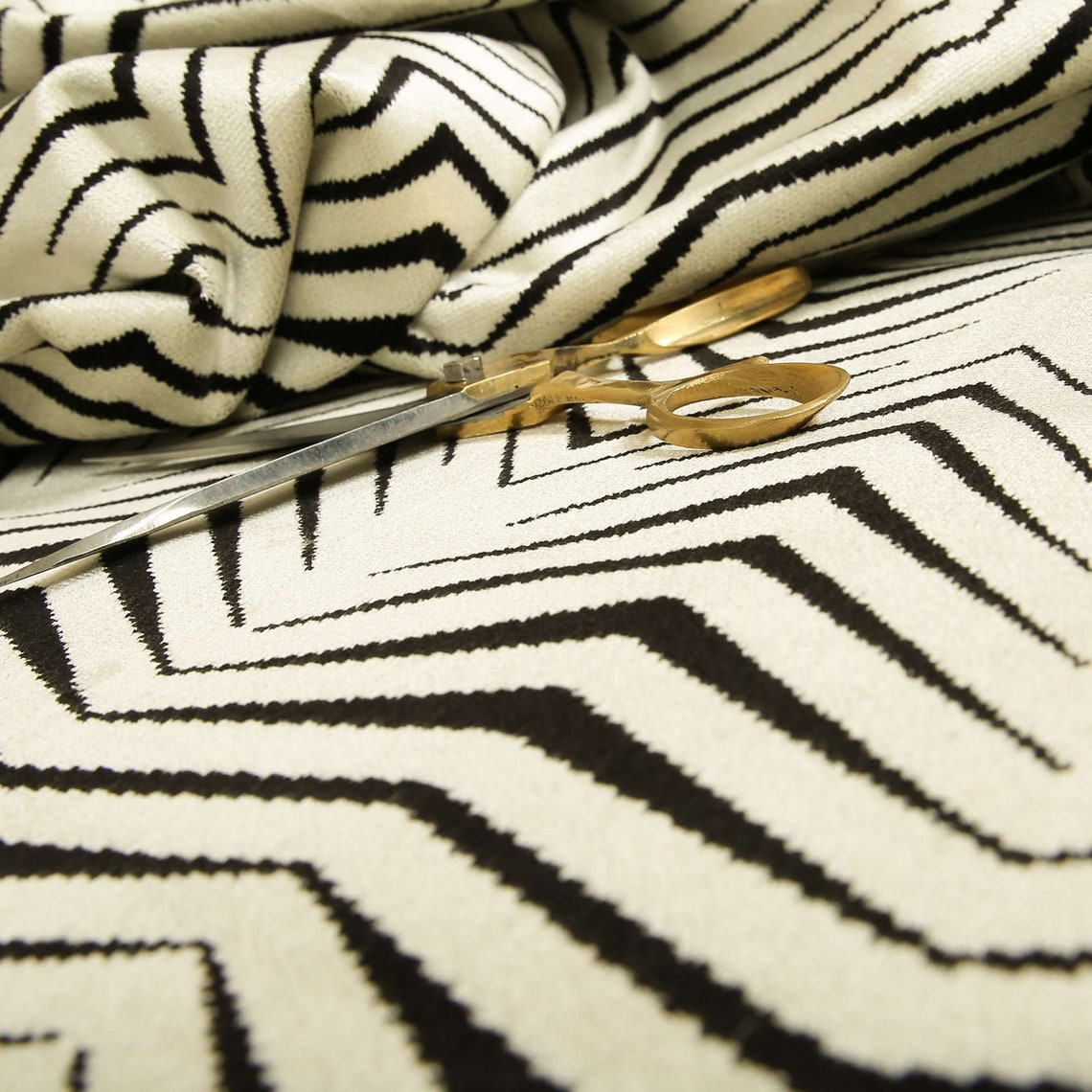 New Geometric Designer Modern Thin Chevron Striped Black Cream - Etsy