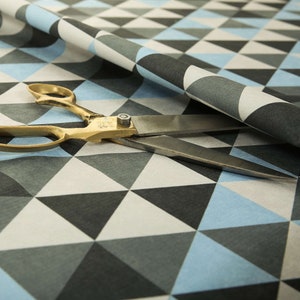 New Modern Geometric Triangle Pattern Blue Grey White Colour Soft ...