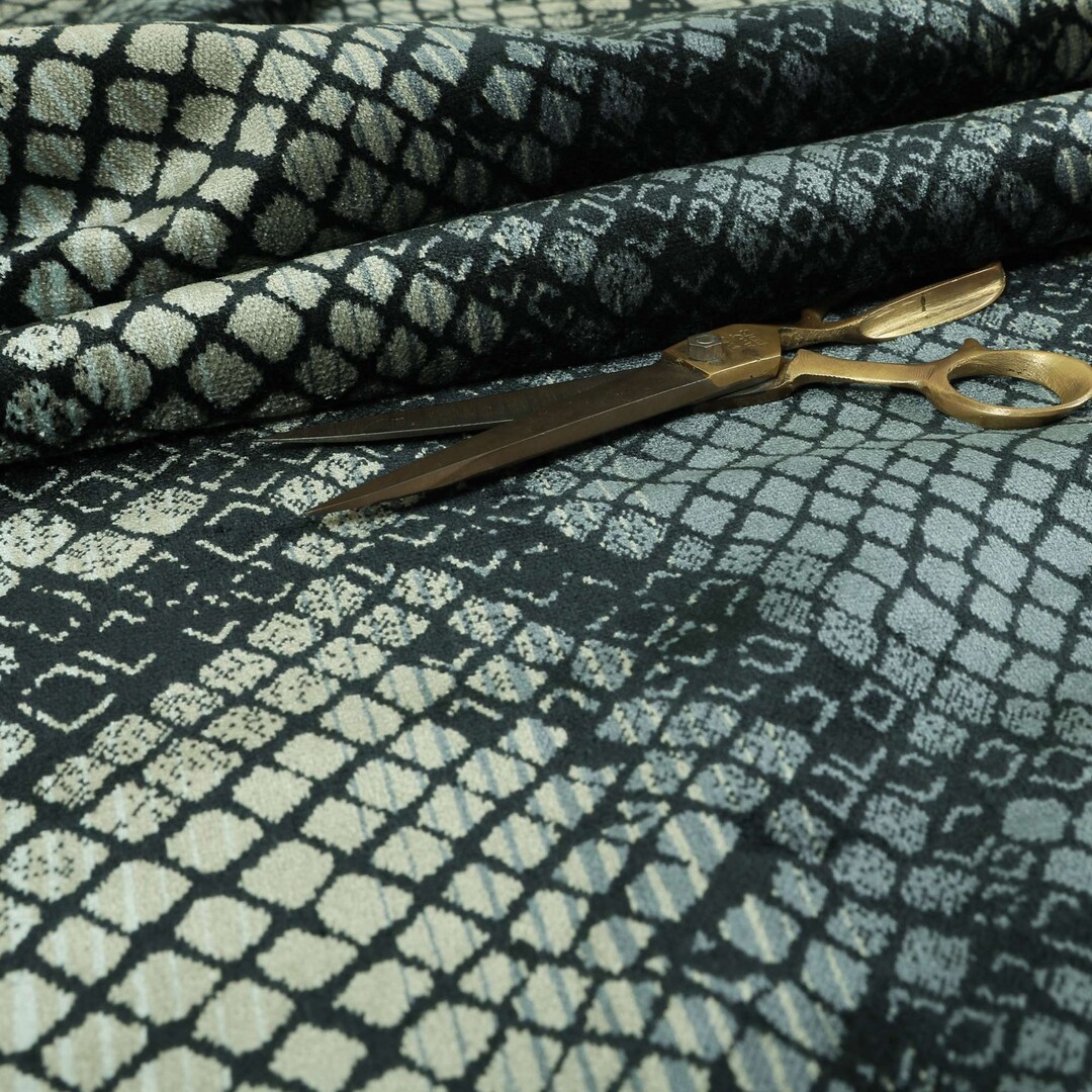 New Soft Snake Scales Pattern in Blue Colour Velvet Material Furnishing ...