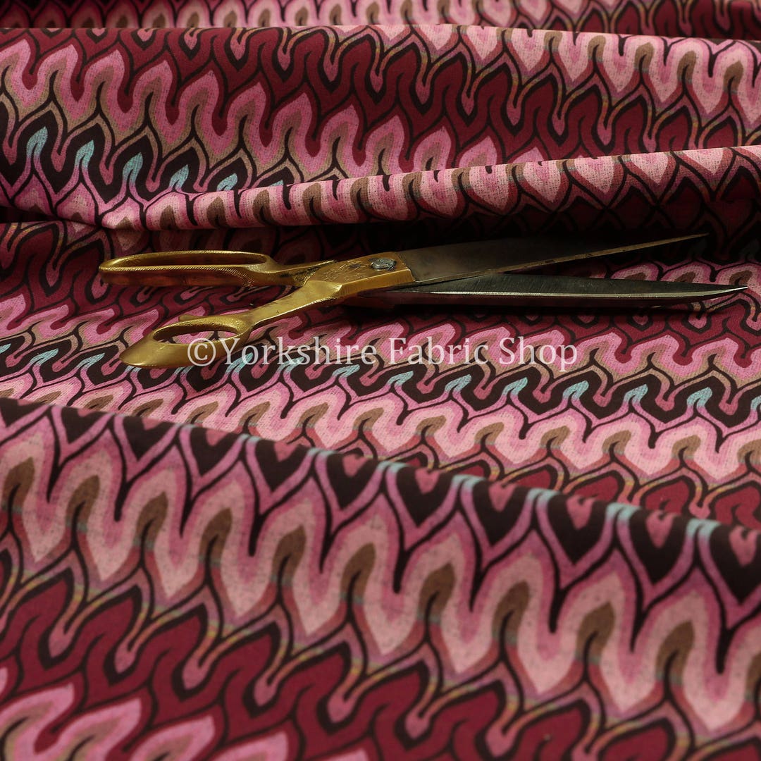 Modern Printed Velvet Pink Purple Retro Pattern Upholstery - Etsy