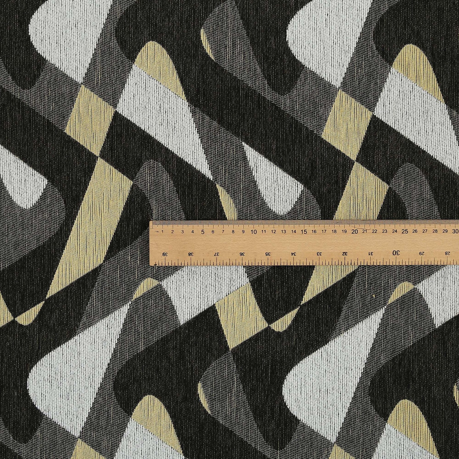 New Modern Geometric Wave Pattern Furnishing Fabric in White Black ...
