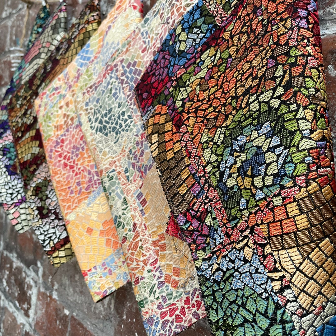 Stunning Stain Glass Mosaic Effect Upholstery Fabric for Curtains ...